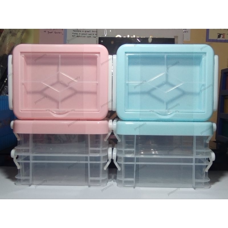 Jual storage box container pc tempat penyimpanan photocard 2 susun ...