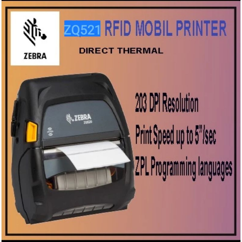 Jual BARCODE MOBILE PRINTER ZEBRA ZQ521 Print RFID Tag | Shopee Indonesia