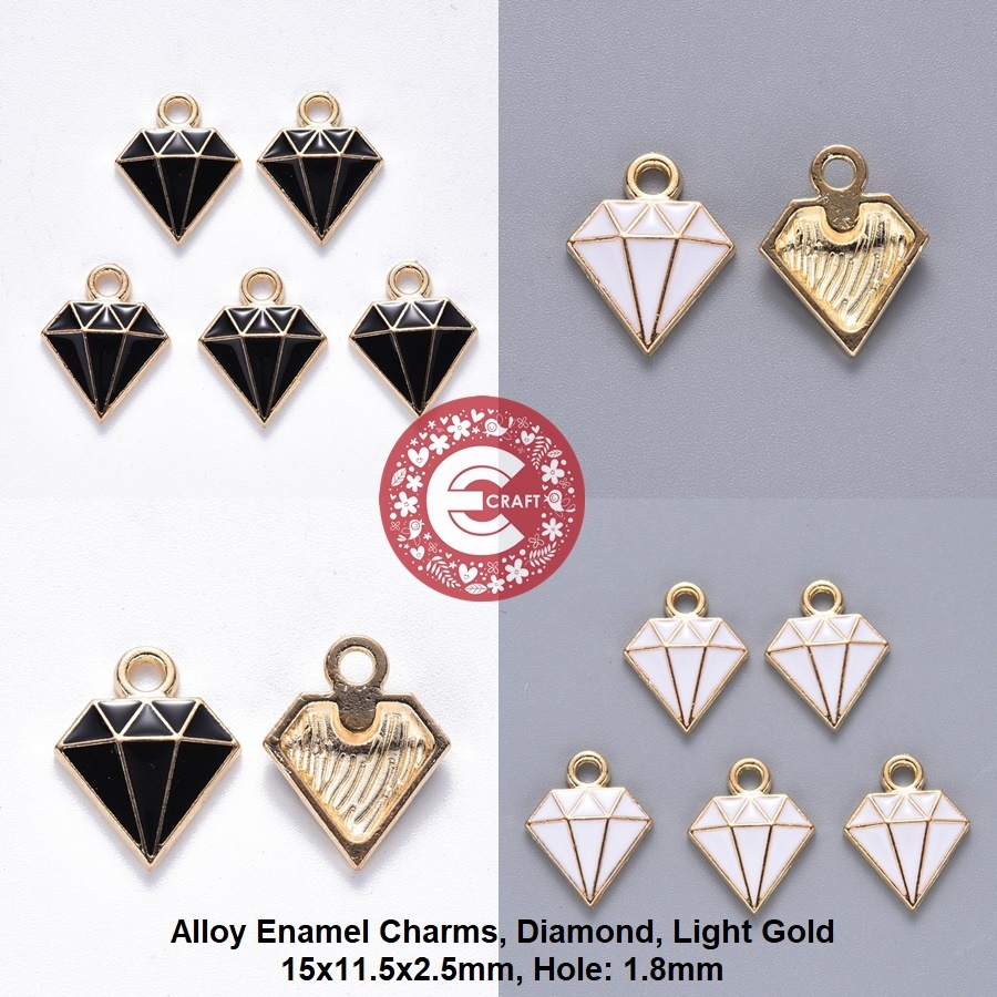 Jual 5 PCS DIAMOND CHARM BLACK OR WHITE LIONTIN BAHAN ENAMEL BENTUK ...