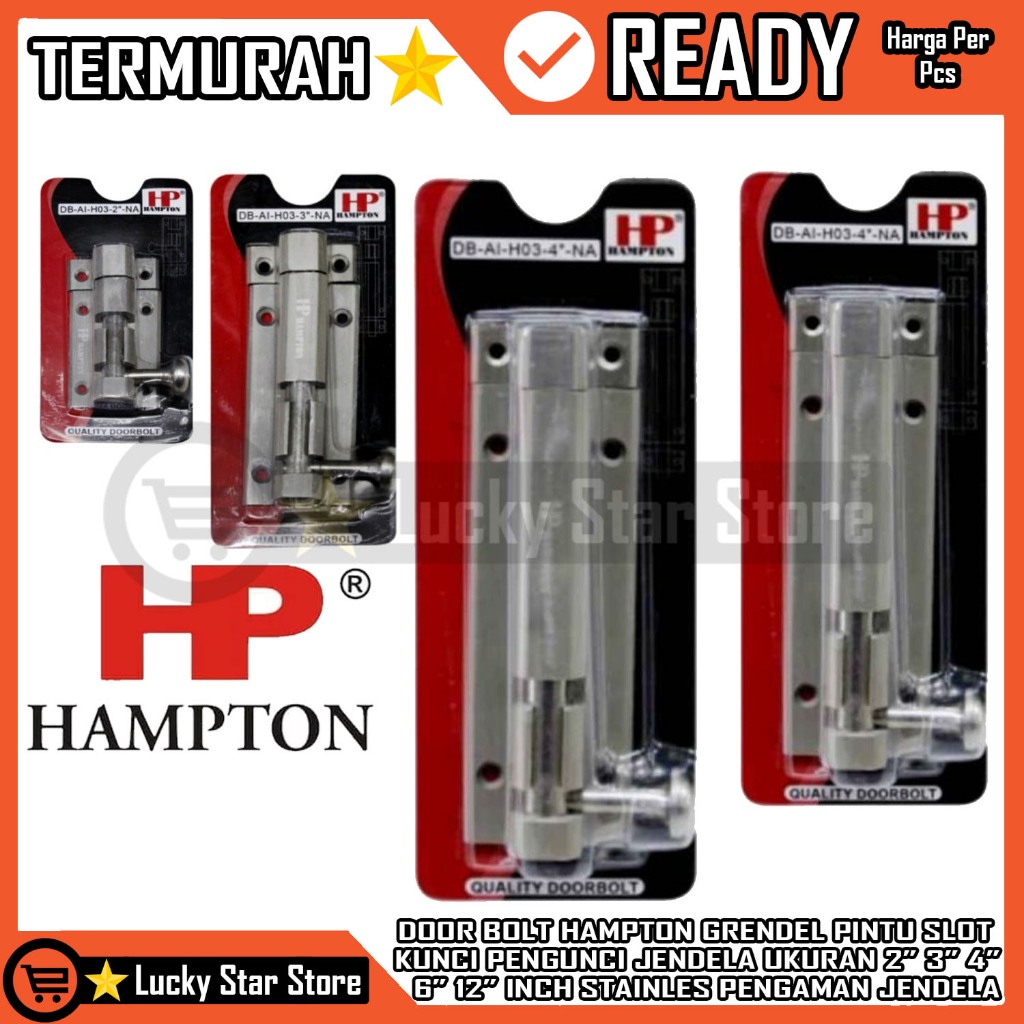 Jual GRENDEL SLOT PINTU HAMPTON DB AI H03 BULAT SEGI 6 DOOR BOLT NA ...