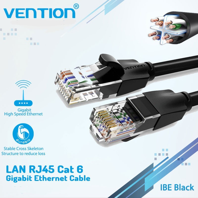 Jual VENTION Kabel LAN RJ45 Cat6 Gigabit Ethernet 5 Meter - Black IBEBJ ...