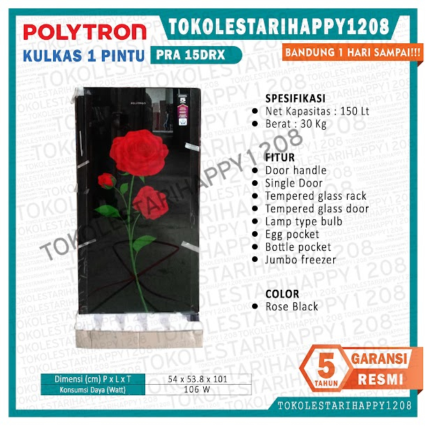 Jual Kulkas Polytron 1 Pintu Belleza 150 liter PRA 15 DMY/DRX /CRX Luar ...