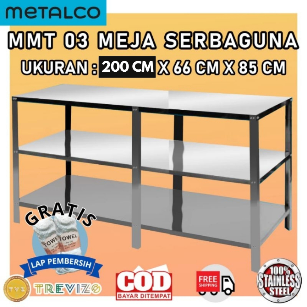 Jual Meja Dapur Stainless Panjang 2 Meter Meja Prepare Baking Serbaguna ...