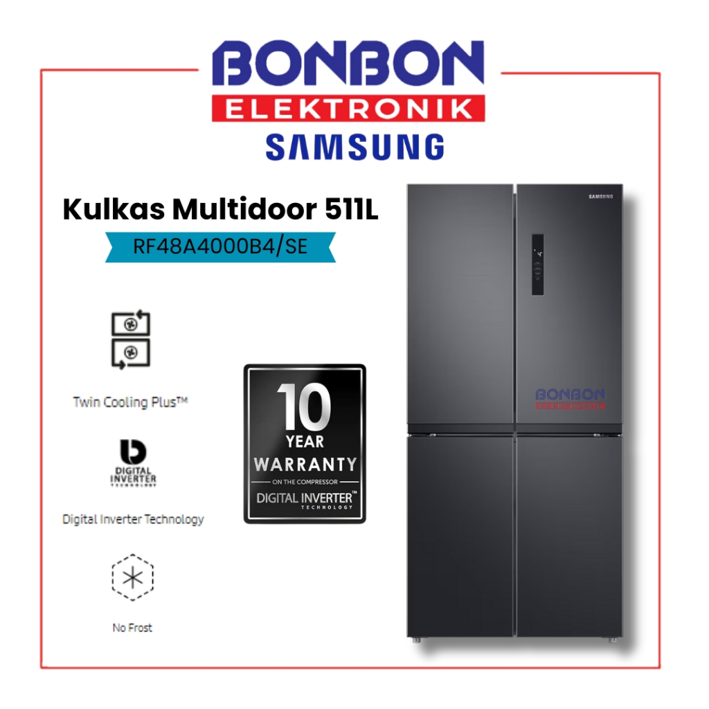 Jual Samsung Kulkas Multi Door RF48A4000B4/SE - RF48 Twin Cooling Plus 511L | Shopee Indonesia
