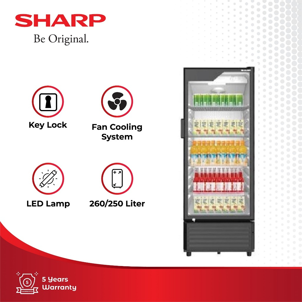 Jual Sharp Showcase Display Cooler SCH-250FS Black 250L | Shopee Indonesia