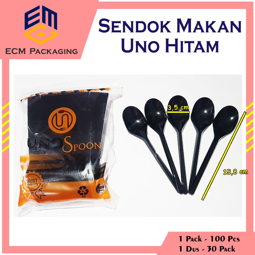 Jual Sendok Makan Plastik Uno Hitam 100 pcs | Shopee Indonesia