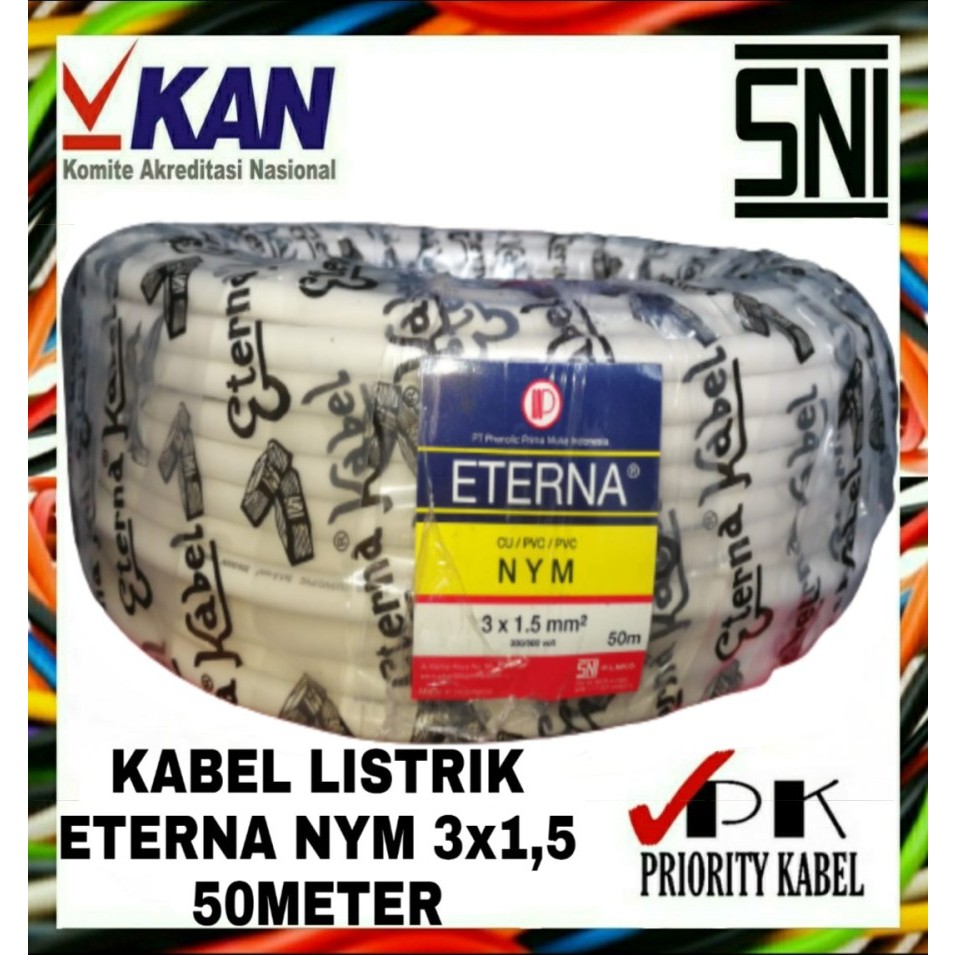 Jual Kabel Listrik Kawat ETERNA NYM 3x1,5 3x1.5 50 meter (50m) | Shopee Indonesia