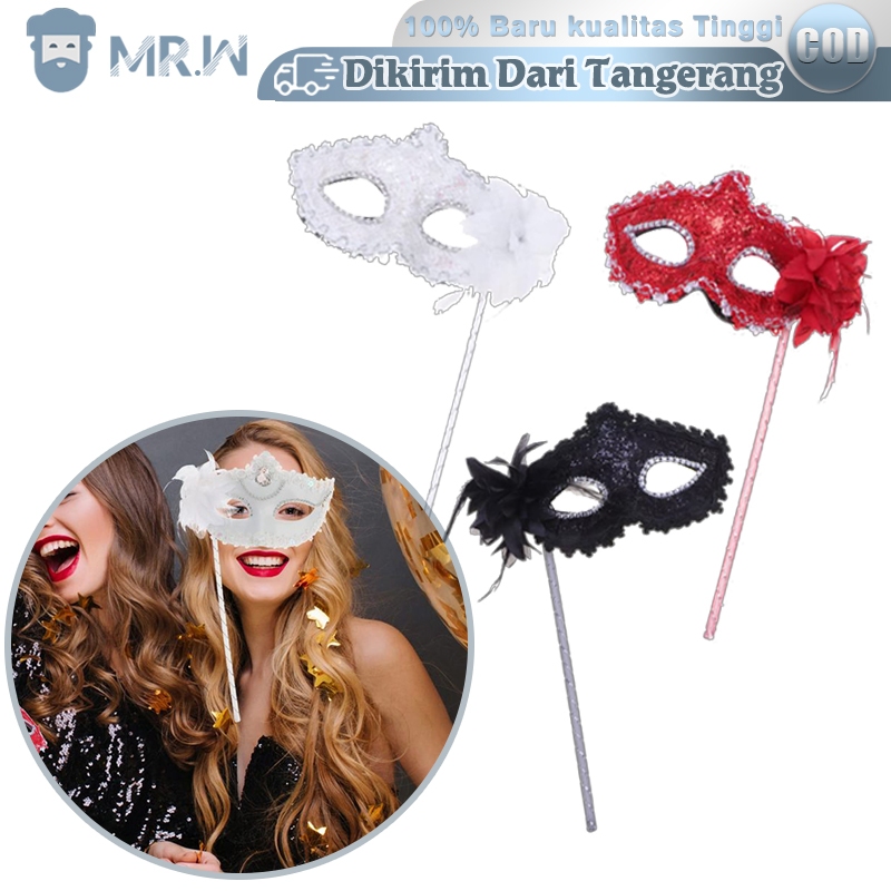Jual Topeng Wanita Pesta Topeng Pesta Masquerade Dengan Tongkat Party ...
