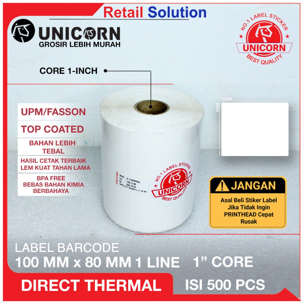 Jual Stiker Label Barcode Thermal 100x80 mm / 100 x 80 mm / 100x80mm | Shopee Indonesia