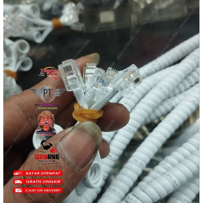 Jual Kabel Telephone Spiral & kabel Line Konektor RG9 4P4C | Shopee ...