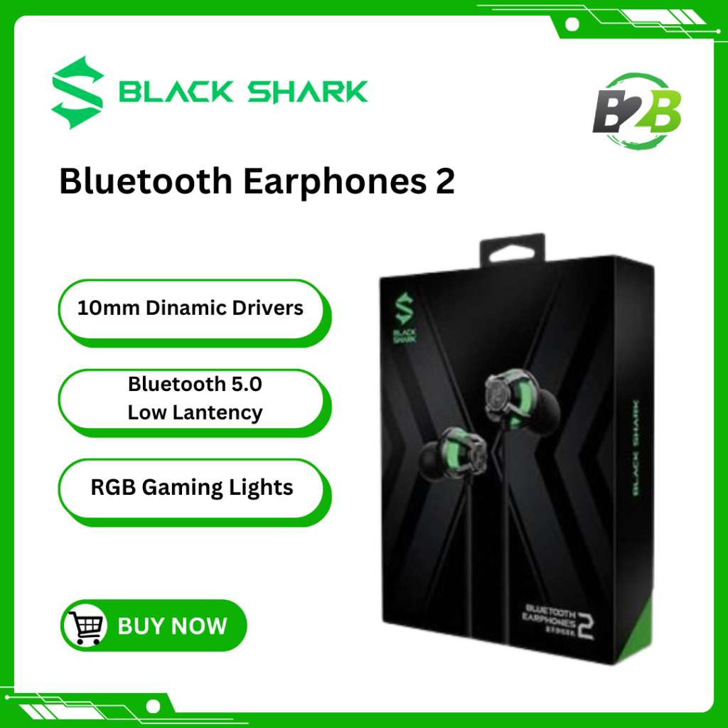 Jual BLACK SHARK BLUETOOTH EARPHONES 2 Headset Gaming Blackshark Low ...