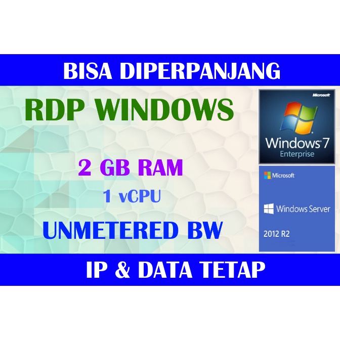 Jual KODE N63A Perpanjangan RDP Windows 1vCPU 2GB RAM BULANAN BISA DIPERPANJANG DATA DAN IP ...
