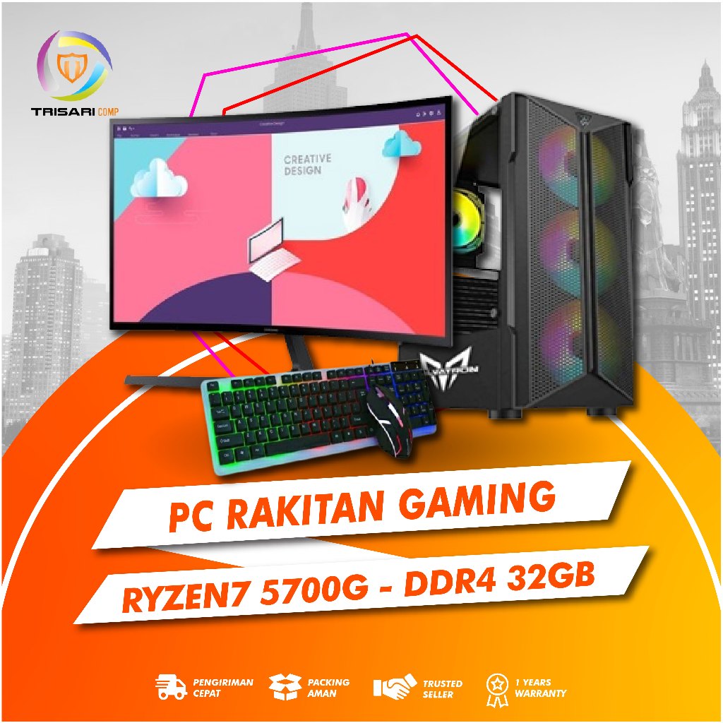 Jual PC RAKITAN GAMING RYZEN 7 5700G | RAM 16 GB RGB | SSD 256 GB | HDD ...