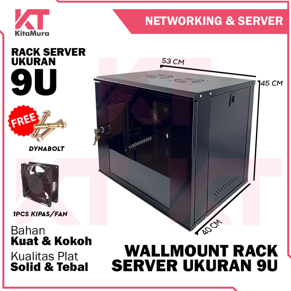 Jual ART J46O Wallmount Rack Server 9URak Server Ukuran 9U Single Glass Door | Shopee Indonesia