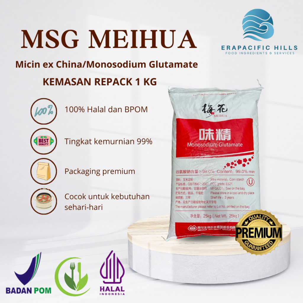 Jual Mecin rumah tangga kiloan 99℅ Murni MSG Meihua 1 KG | Shopee Indonesia