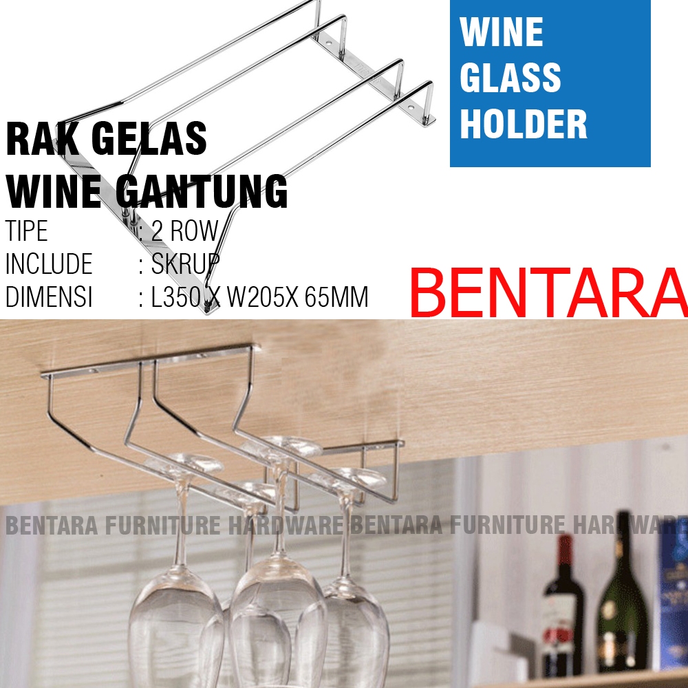 Jual RG-2 RAK GELAS 2 BARIS GANTUNG - 2 Row Wine Glass Hanger Rack | Shopee Indonesia