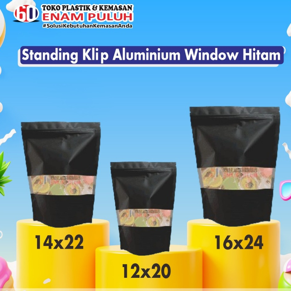 Jual Standing Pouch Aluminium Foil Hitam Window Metalize Kemasan ...