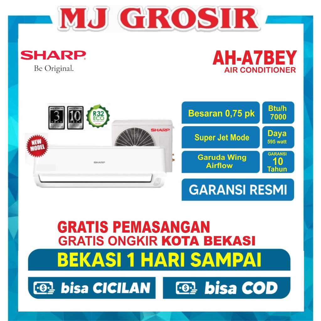 Jual AC SHARP AH-A 07 BEY / 05 ESA / 09 FQ / 07 C3E 3/4PK + PASANG R32 LOW WATT | Shopee Indonesia