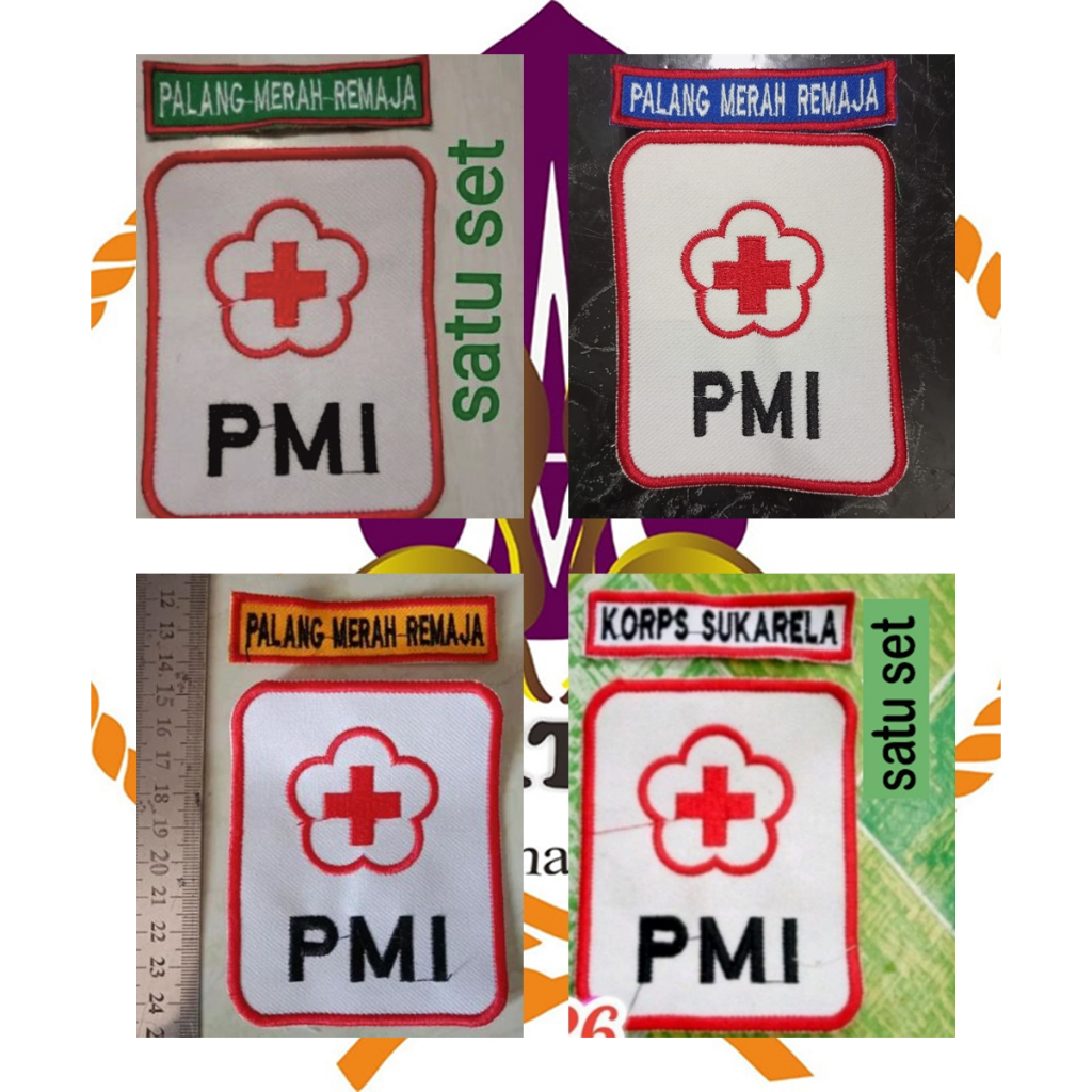 Jual 1 Set Atribut Badge PMI PMR Bordir Bed Bet PMI PMR Mula Madya Wira ...