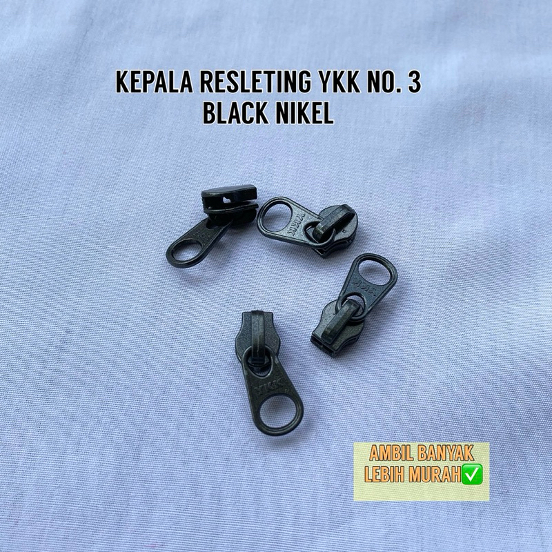 Jual KEPALA RESLETING YKK NO. 3 BLACK NIKEL Terbalik | Shopee Indonesia
