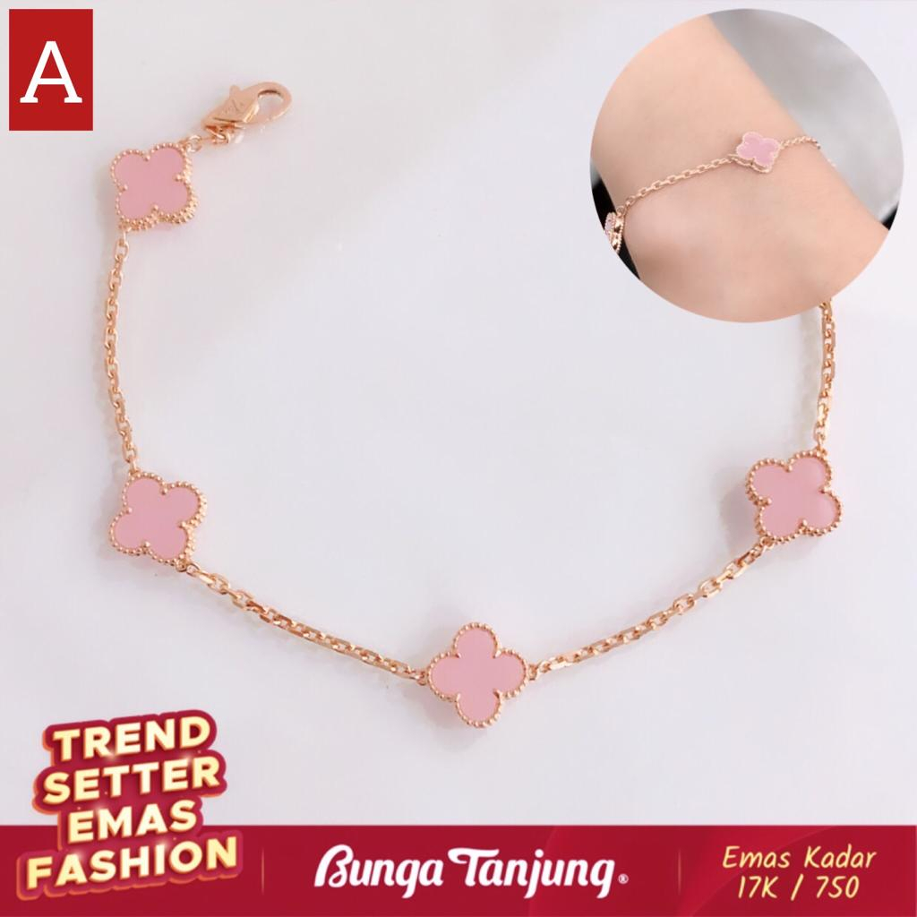 Jual GELANG CLOVER RAINBOW C - EMAS 17K - BUNGA TANJUNG GOLD | Shopee ...