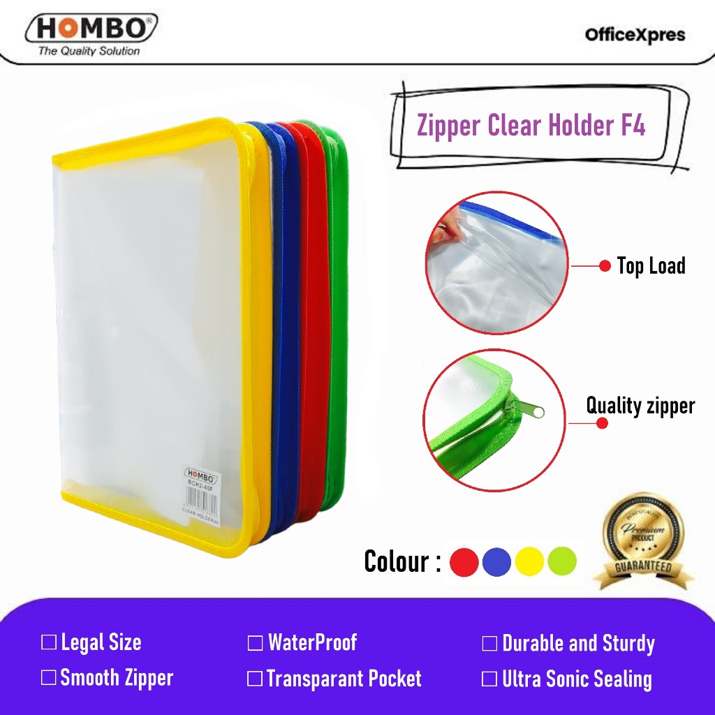 Jual Zipper Clear Holder F4 20 Lembar , 40 Lembar, 60 Lembar / Dokumen ...