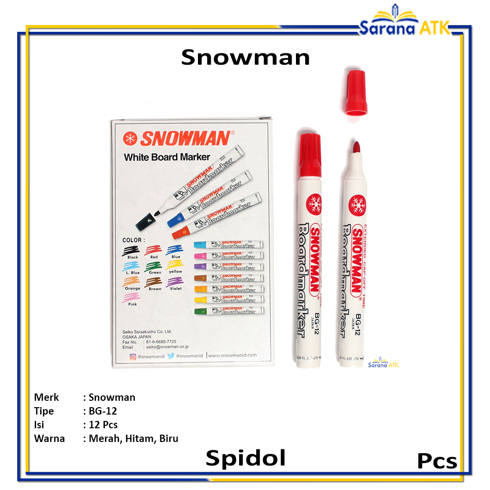 Jual Snowman - Spidol BG-12 White Board Marker - Pcs | Shopee Indonesia