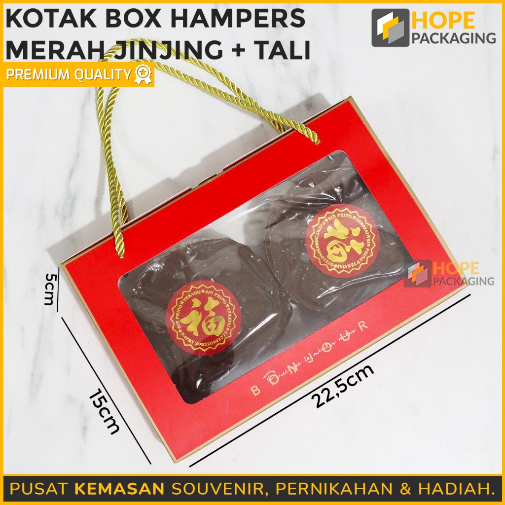 Jual Kotak Box Merah + Tali / Box kue Kering Size 22.5 x 5 x 15 cm ...