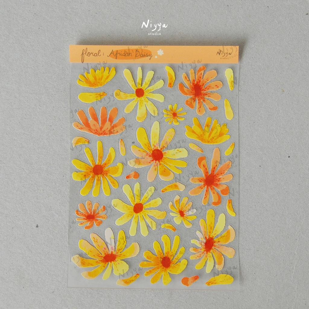 Jual Floral African Daisy Sticker Sheet | Botanical Sticker ...