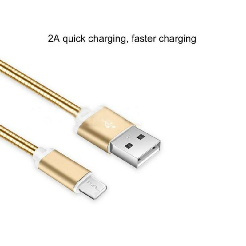 Jual Kabel Data Stainless Micro Type C Fast Charging metal Perlindung ...