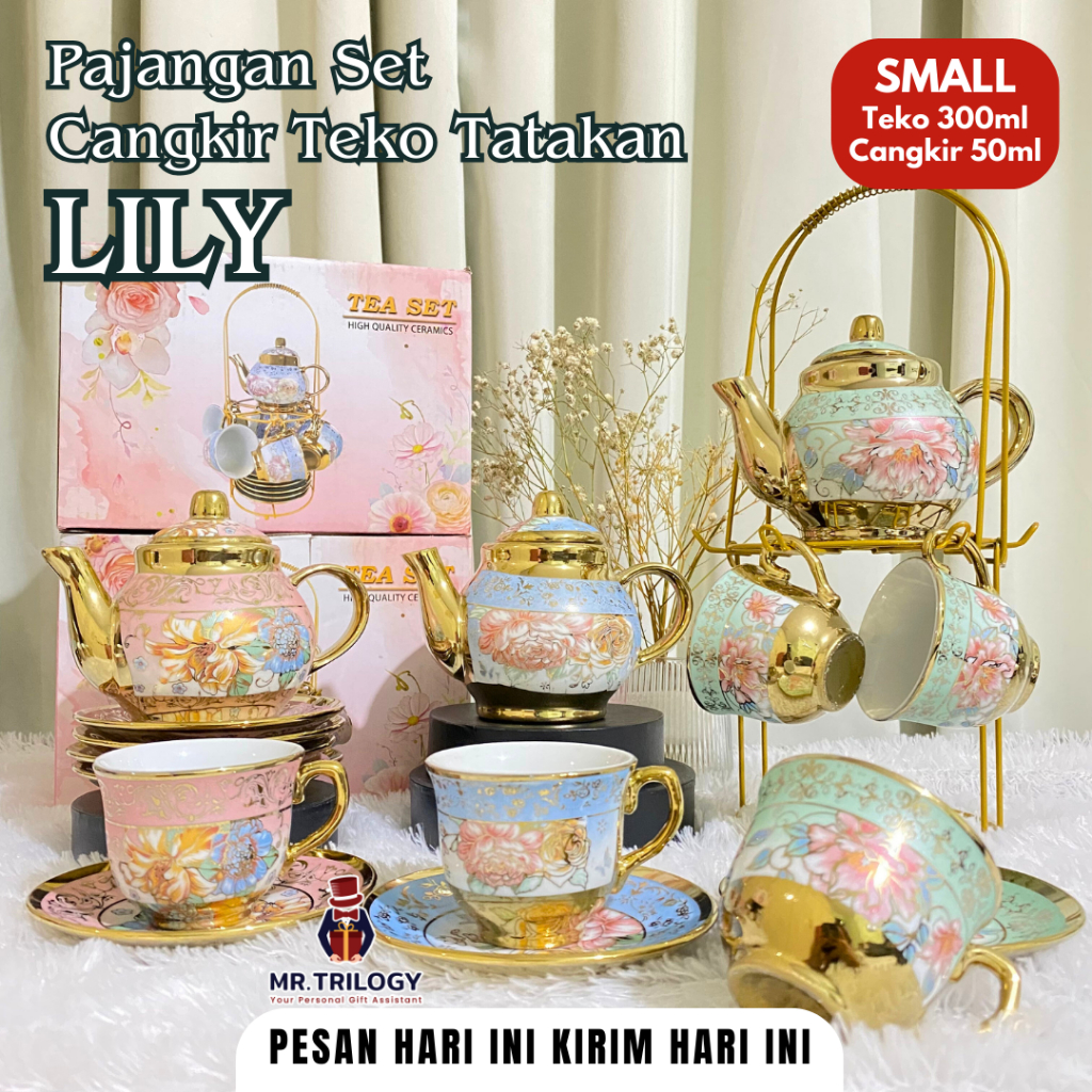 Jual Hampers Pajangan Set Tea Set Keramik Cangkir Teko Tatakan ALL IN 1 ...