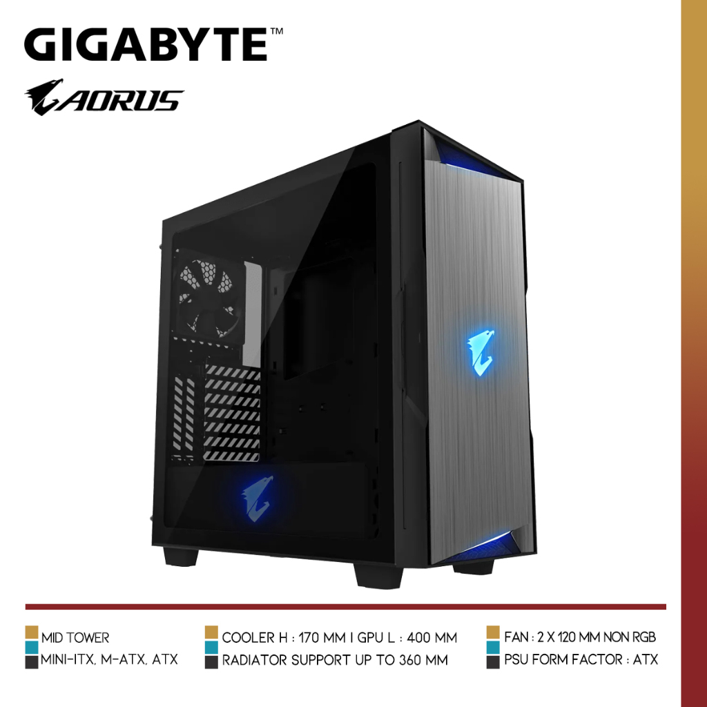 Jual GIGABYTE AORUS C300 GLASS | Mid Tower Tempered Glass Gaming Case ...