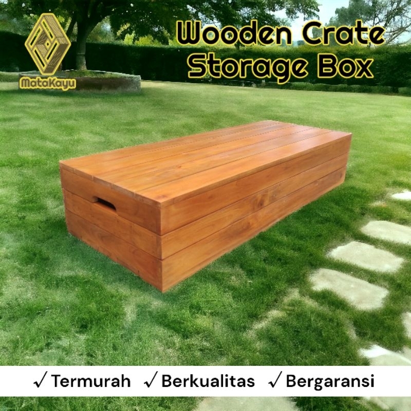 Jual Wooden crate tutup kotak peti kayu storage box penyimpanan ...