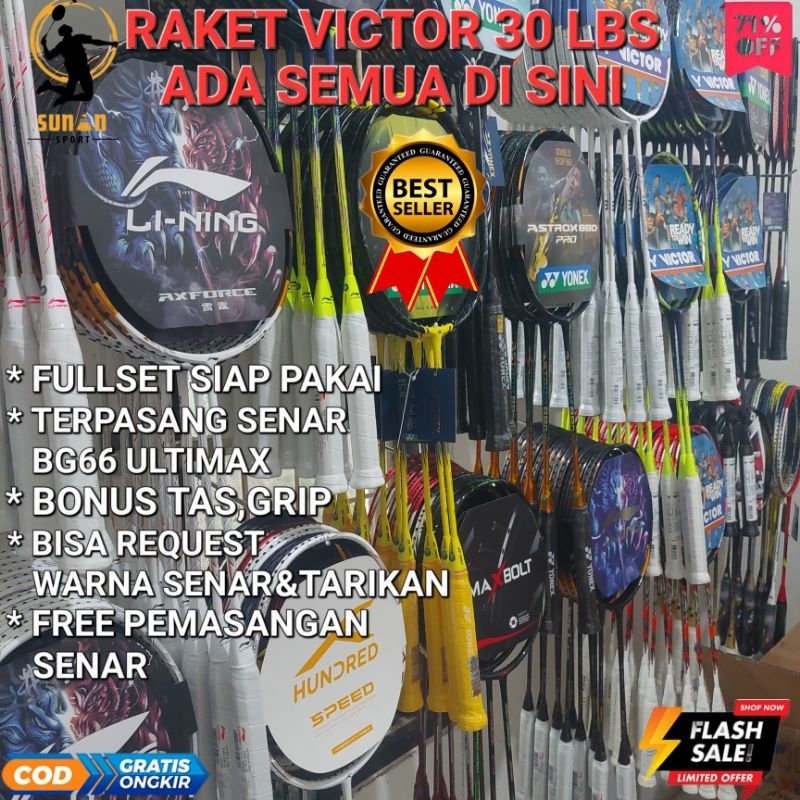 Jual RAKET BADMINTON V1CTOR 30 LBS SIAP PAKAI | Shopee Indonesia