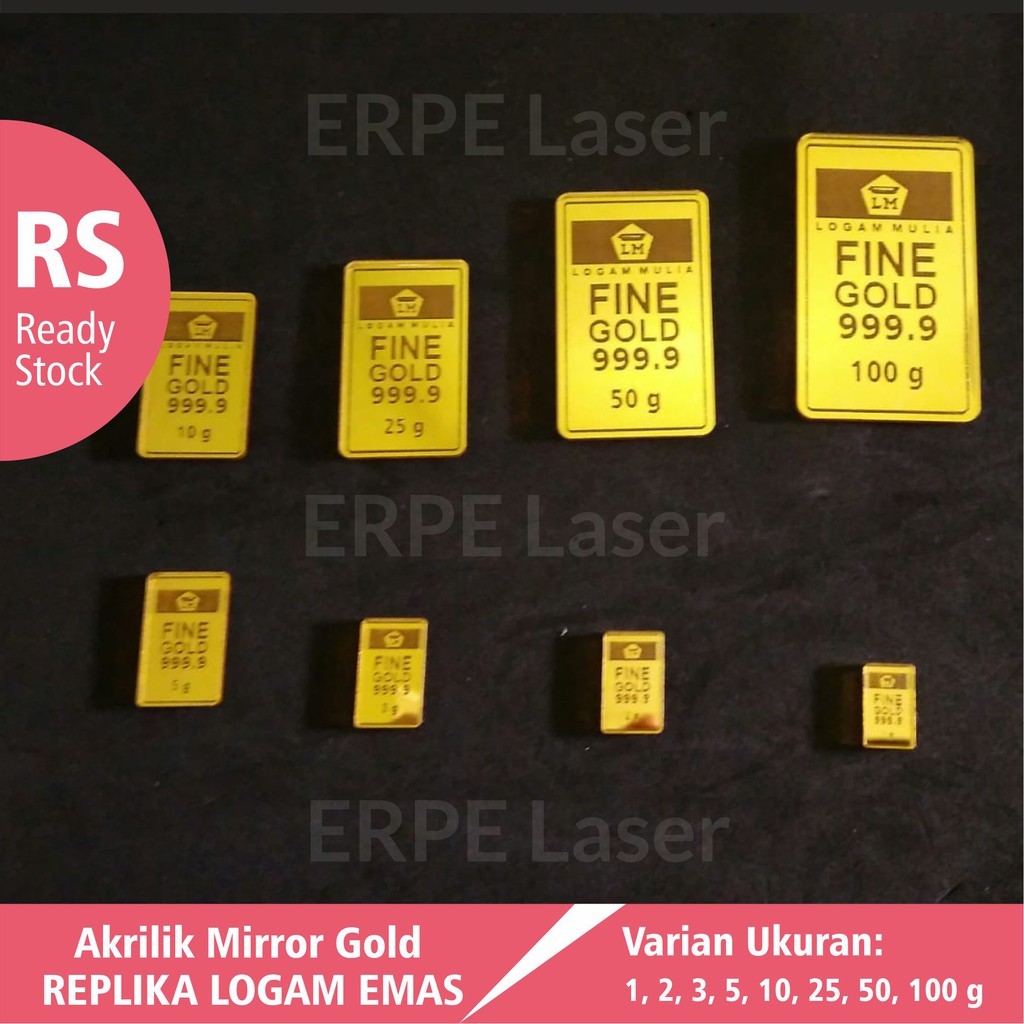 Jual Replika Logam Mulia Emas Batangan Akrilik Mirror Gold untuk craft ...