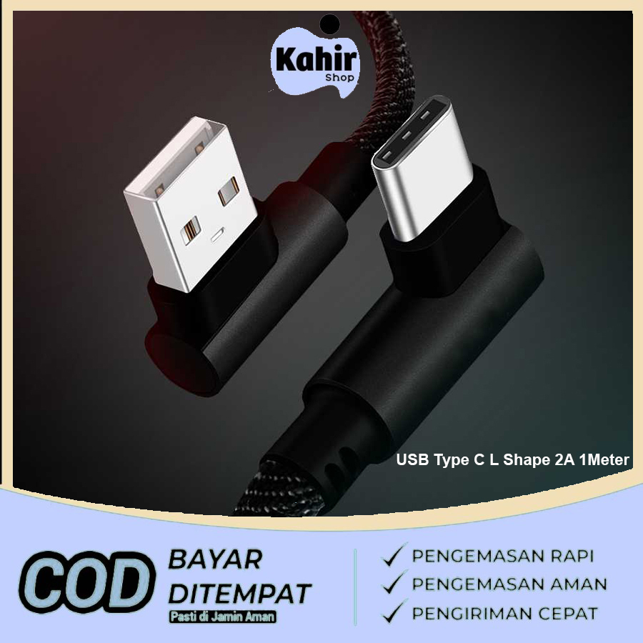 Jual Kabel Data USB Type C Fast Charging L Shape 7.5V 2A - 1Meter ...