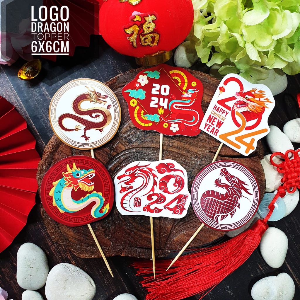 Jual Topper Kue Imlek Logo Dragon (6pcs) | Shopee Indonesia