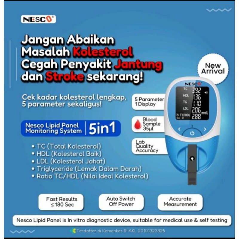 Jual ALAT CEK KOLESTROL 5 IN NESCO LIPID PANEL MONITORING | Shopee Indonesia