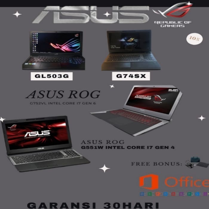 Jual LAPTOP GAMING ASUS ROG G551W/G774SX/G752VL/GL503G SECOND ORIGINAL ...