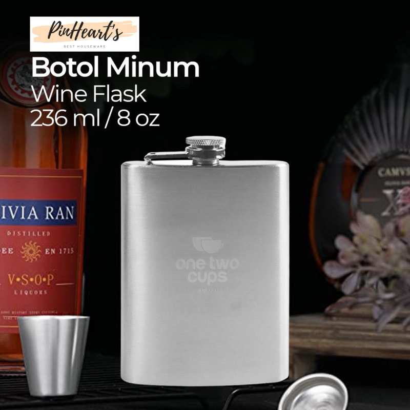 Jual BOTOL MINUM WINE BIR WHISKEY HIP FLASK STAINLESS STEEL ONE TWO ...