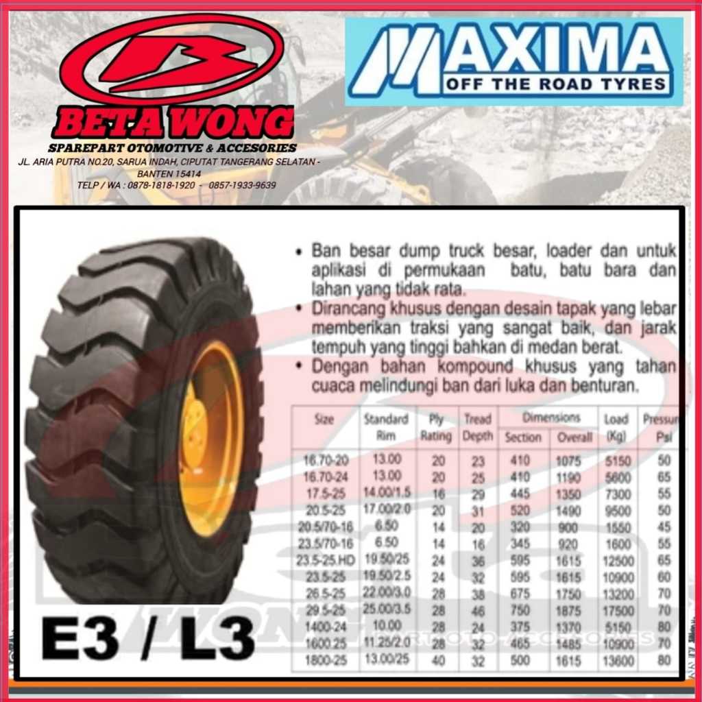 Jual BAN LOADER - MAXIMA 16/70 - 20 - 24PR E3/L3 | Shopee Indonesia