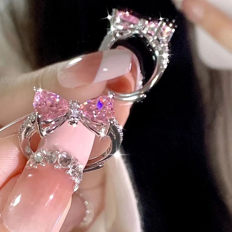 Jual Cincin Hana Love Heart Hati Pink Cupid Alloy Wanita Korea Silver ...