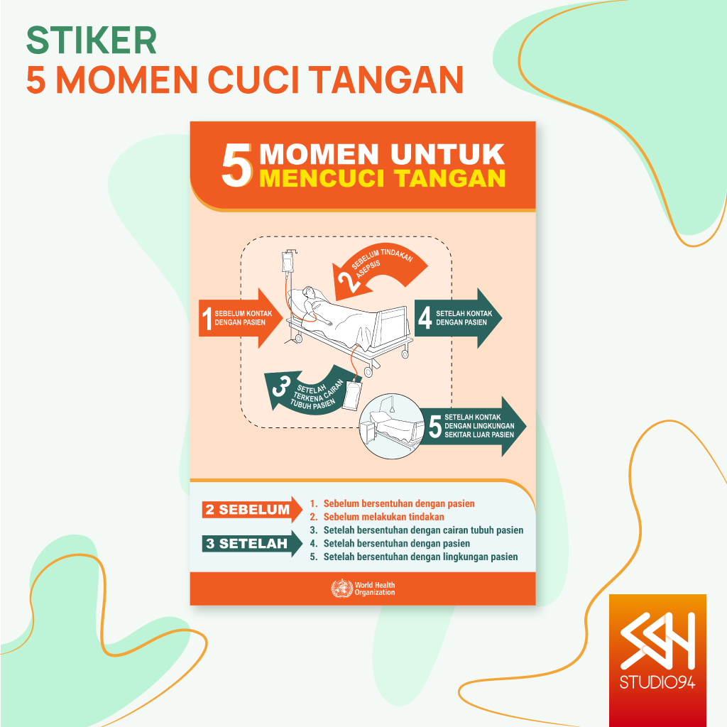 Jual Sticker 5 Moment | Stiker 5 Momen Mencuci Tangan | Vinyl Anti Air ...