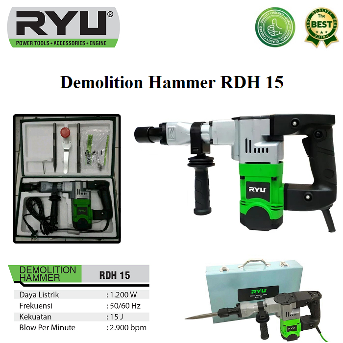 Jual Mesin Bor Demolition RYU HEX 17 mm RDH 15 / Jack Hammer / Mesin ...