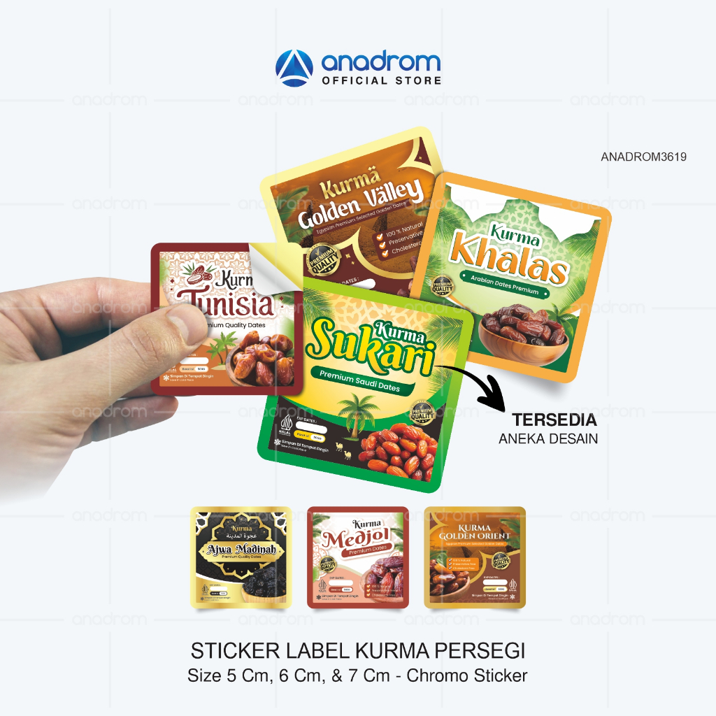 Jual [1 pack] Stiker Label Kurma Persegi | Sticker Kurma Sukari, Khalas ...