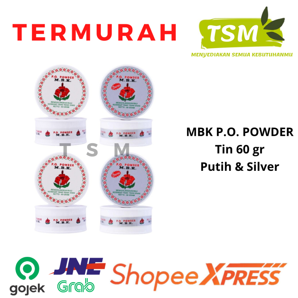 Jual MBK P.O. POWDER Tin 60 gr Putih & Silver | Shopee Indonesia
