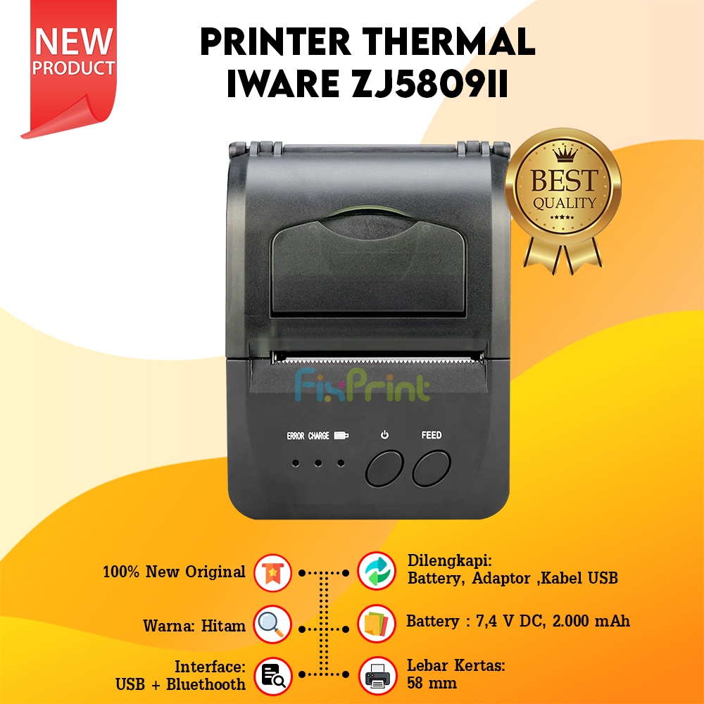 Jual Printer Mini Iware Thermal Bluetooth Kasir ZJ5809II 58mm Iware ...