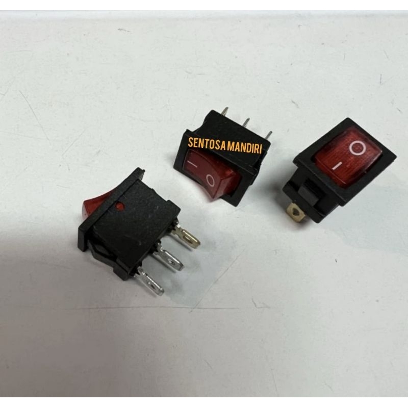 Jual Rocker Switch Saklar 3p 3Pin On Off Segi Merah Lampu (Switch ...
