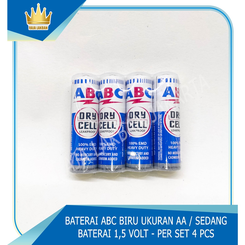Jual Baterai ABC Biru AA / A2 Ukuran Sedang / Baterai 1,5 Volt - Set 4 ...