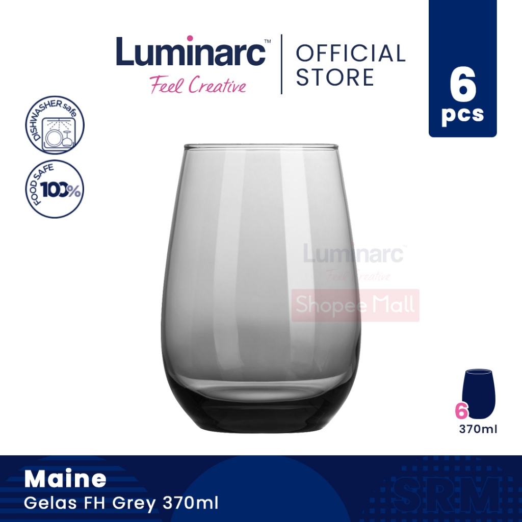 Jual LUMINARC Gelas FH Maine Grey 370ml - 6pcs | Shopee Indonesia